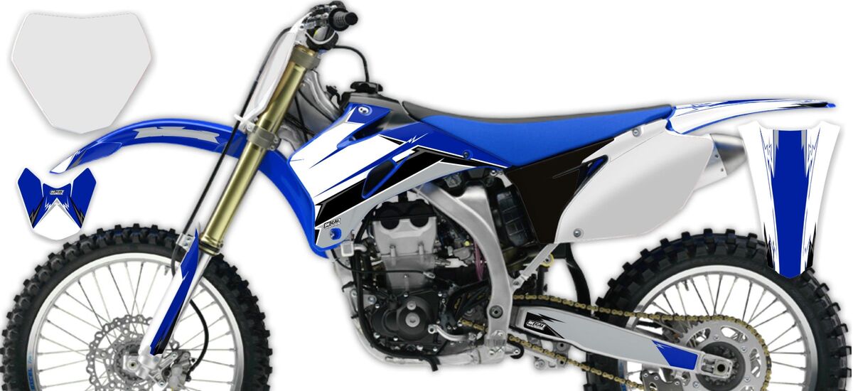 Yamaha YZ450F White/Blue T-15 Semi Custom Complete Graphics Kit