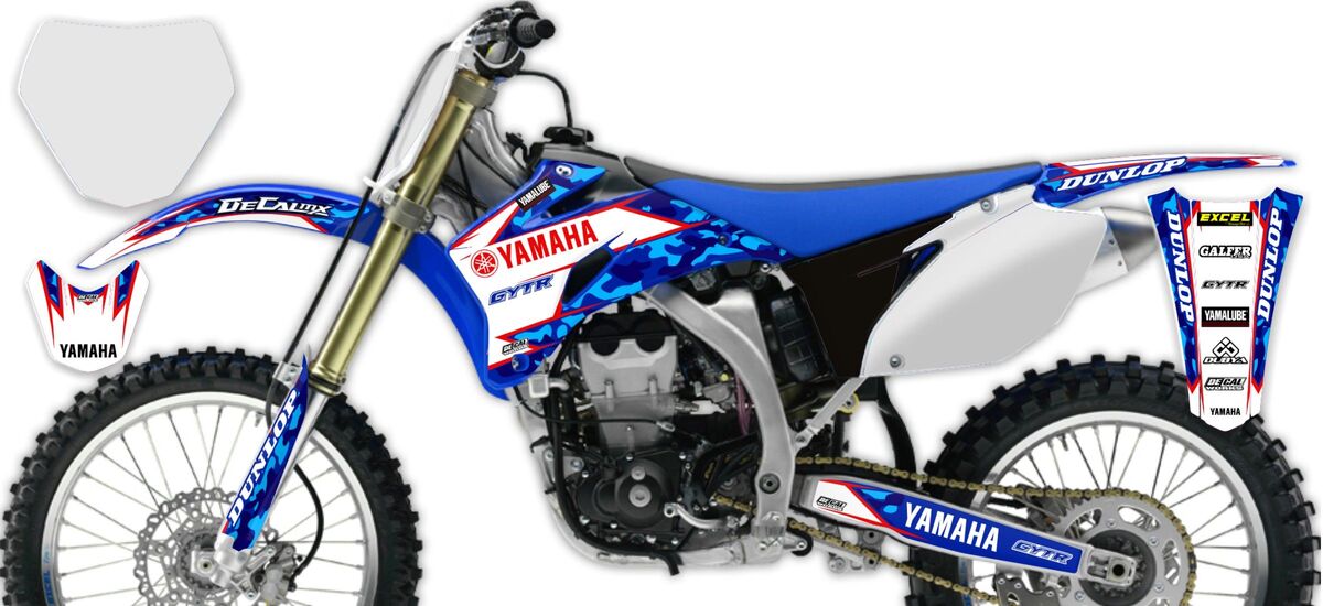 Yamaha YZ450F Blue/White Traditional Camo Ready Made Complete Graphics Kit