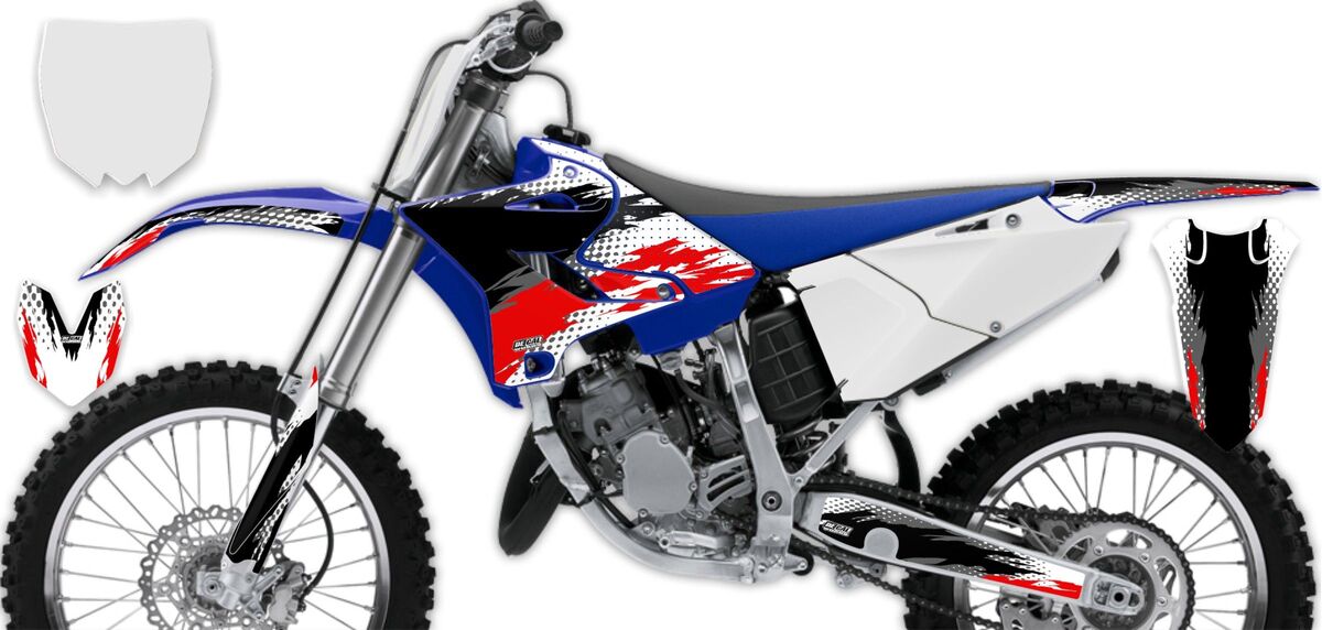 Yamaha YZ125 White/Grey T-8 Semi Custom Complete Graphics Kit