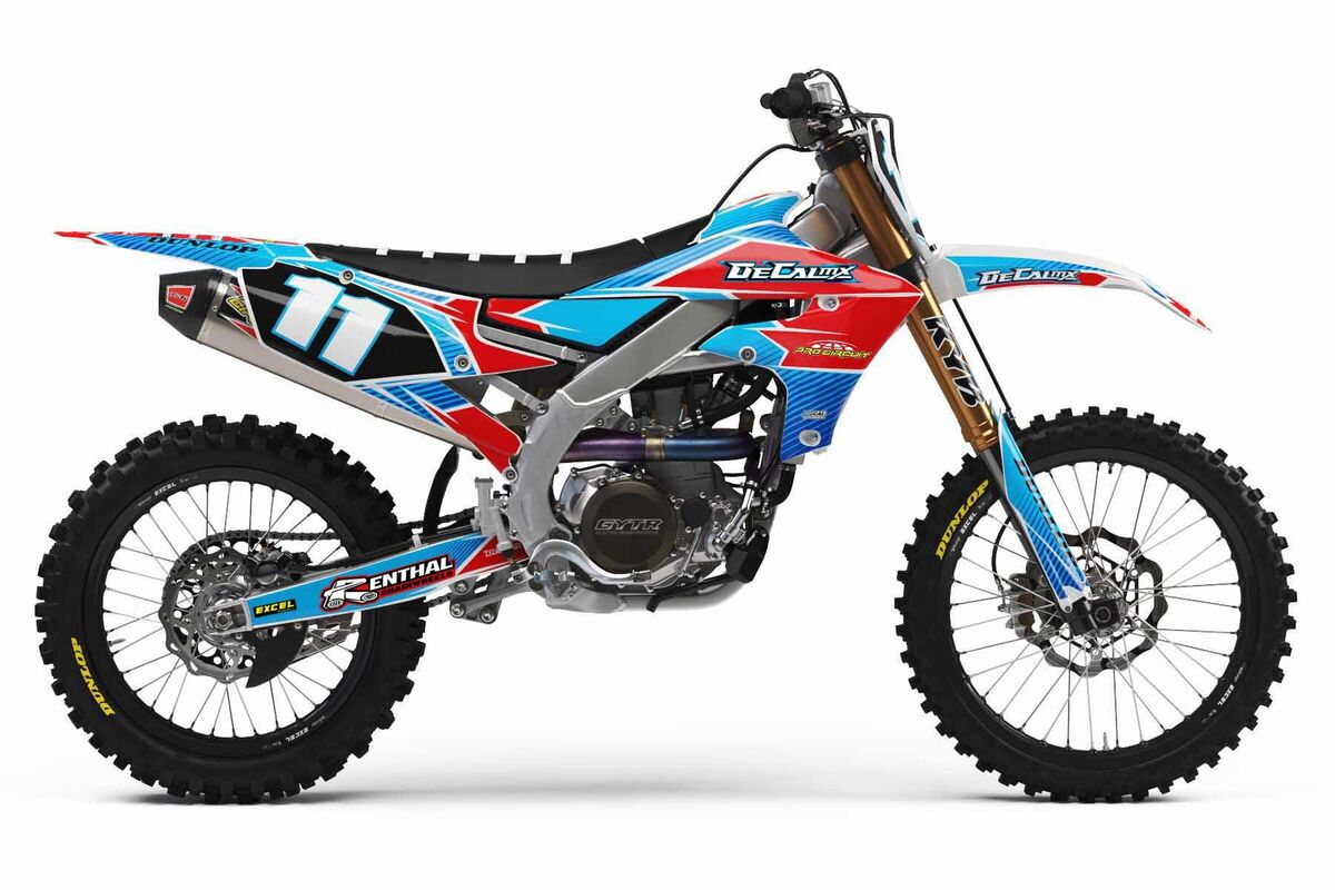 Yamaha YZ125 White/Blue T-11 Semi Custom Complete Graphics Kit