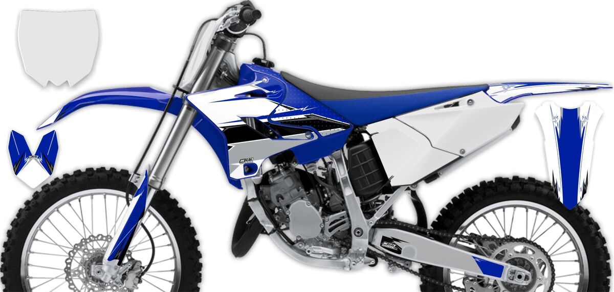 Yamaha YZ125 White/Blue T-15 Semi Custom Complete Graphics Kit