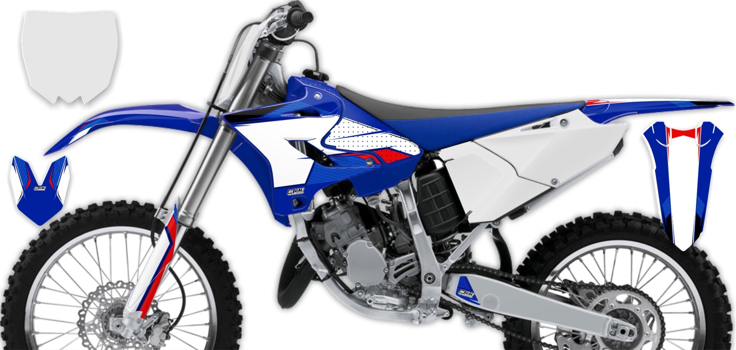 Yamaha YZ125 Blue/White T-16 Semi Custom Full Graphics Kit