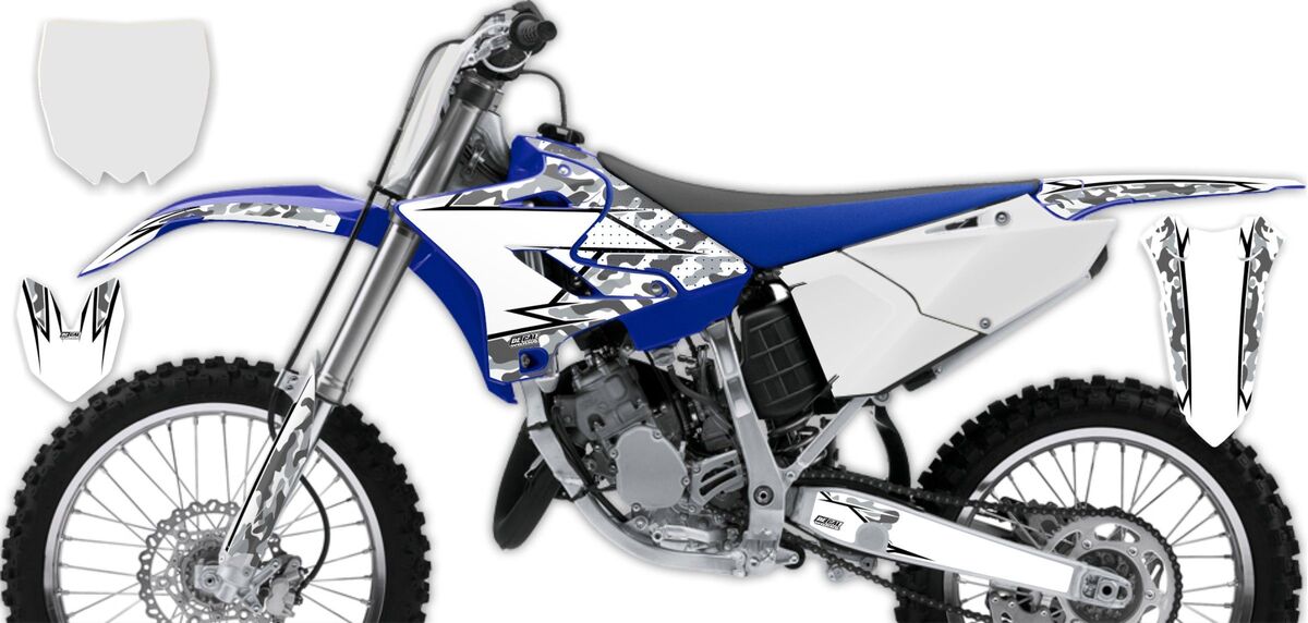 Yamaha YZ125 White/Black Traditional Camo Semi Custom Complete Graphics Kit