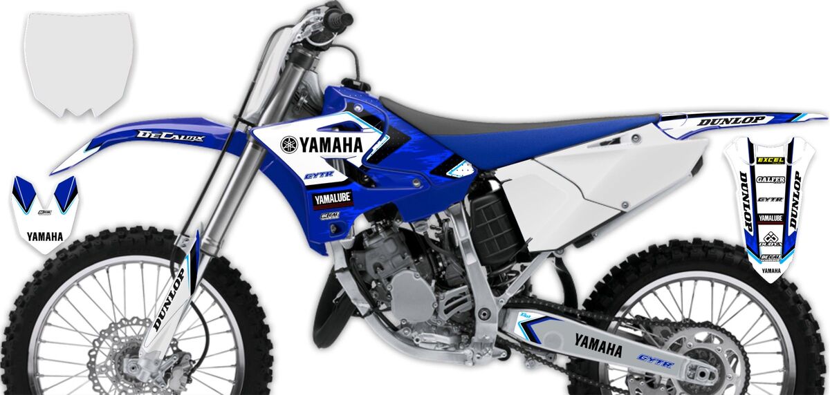 Yamaha YZ125 Blue/White T-17 Number Plate Graphics Kit