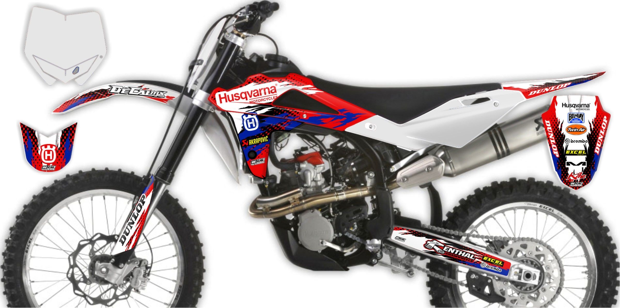 Husqvarna TC Red/Black T-8 Number Plate Graphics Kit