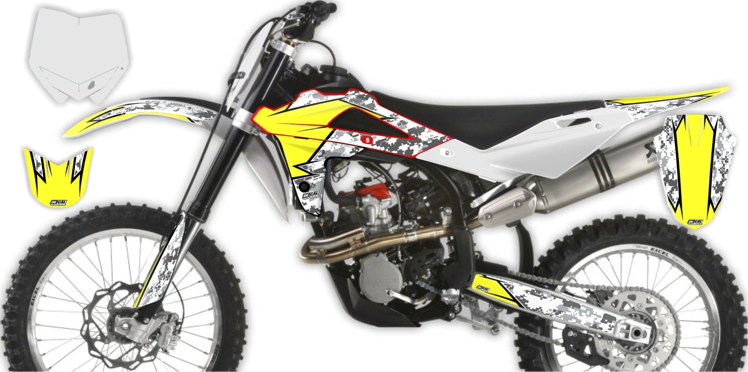 Husqvarna TC White/Yellow Digital Camo Semi Custom Full Graphics Kit