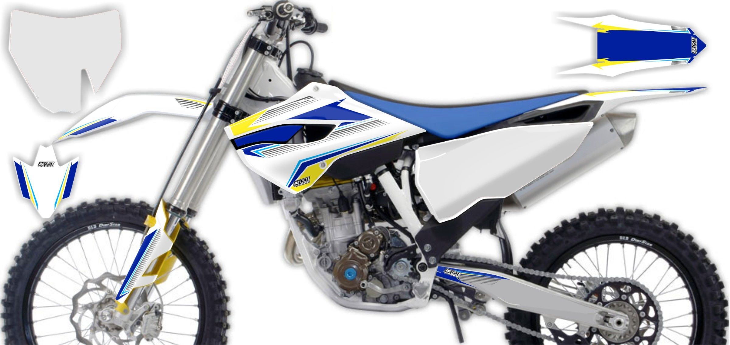 Husqvarna FC White/Blue T-12 Semi Custom Complete Graphics Kit