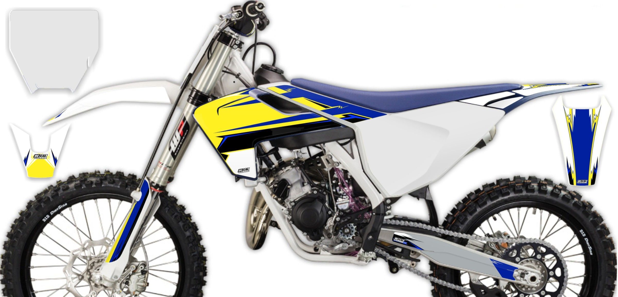Husqvarna TC Yellow/Blue T-15 Semi Custom Complete Graphics Kit