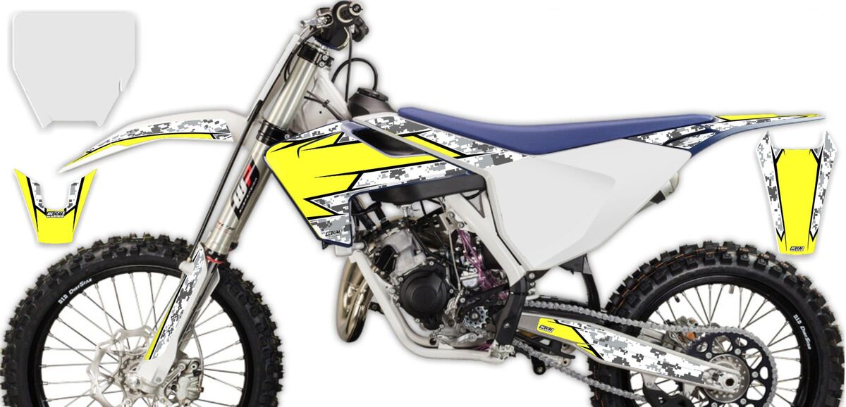 Husqvarna TC White/Yellow Digital Camo Number Plate Graphics Kit