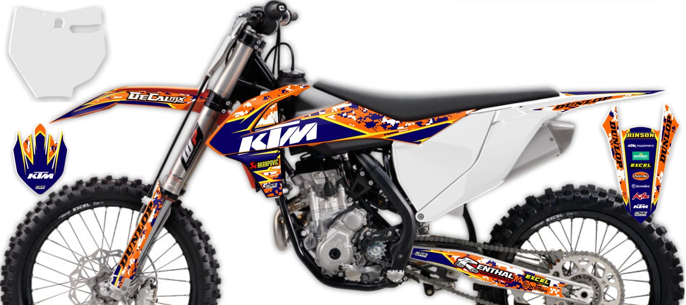 KTM SXF Orange/Navy Digital Camo Number Plate Graphics Kit