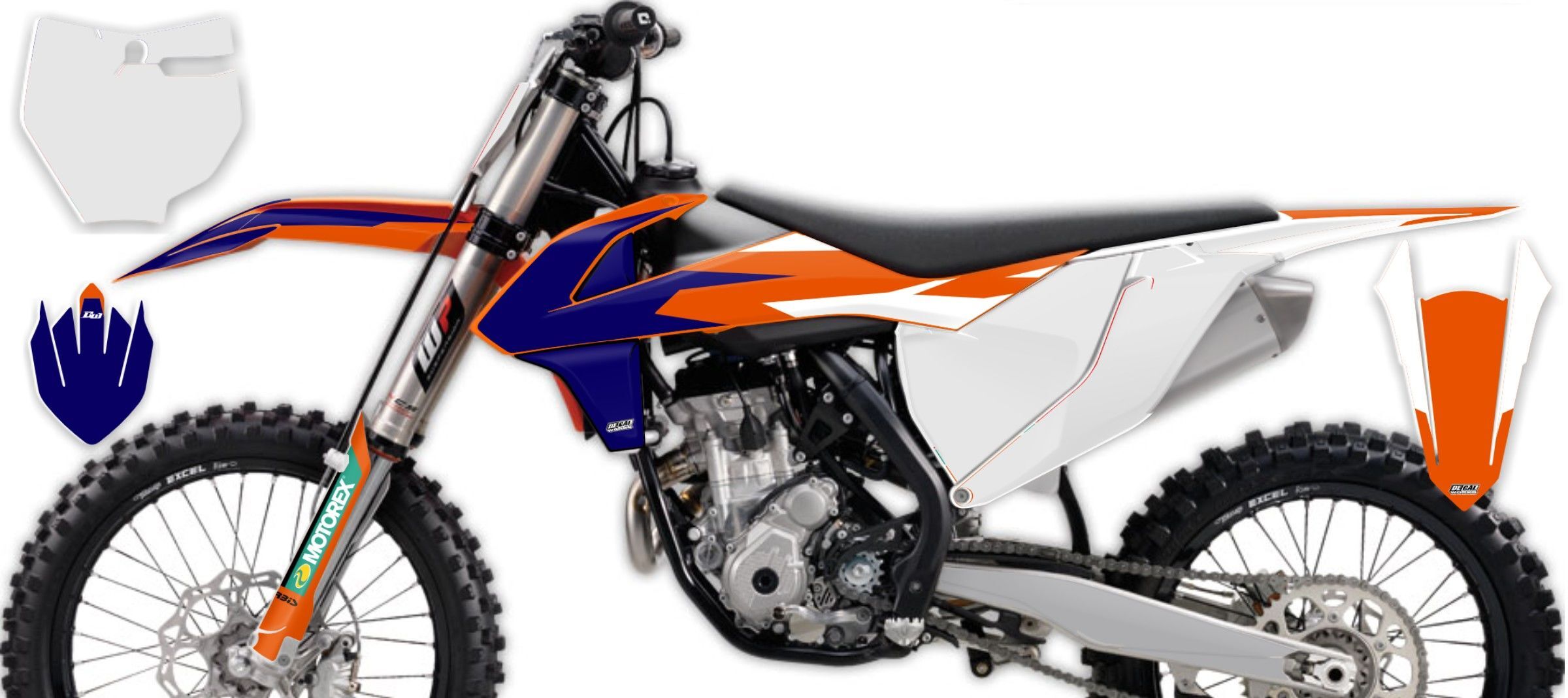 KTM SXF Navy/Orange Factory 8 Number Plate Graphics Kit
