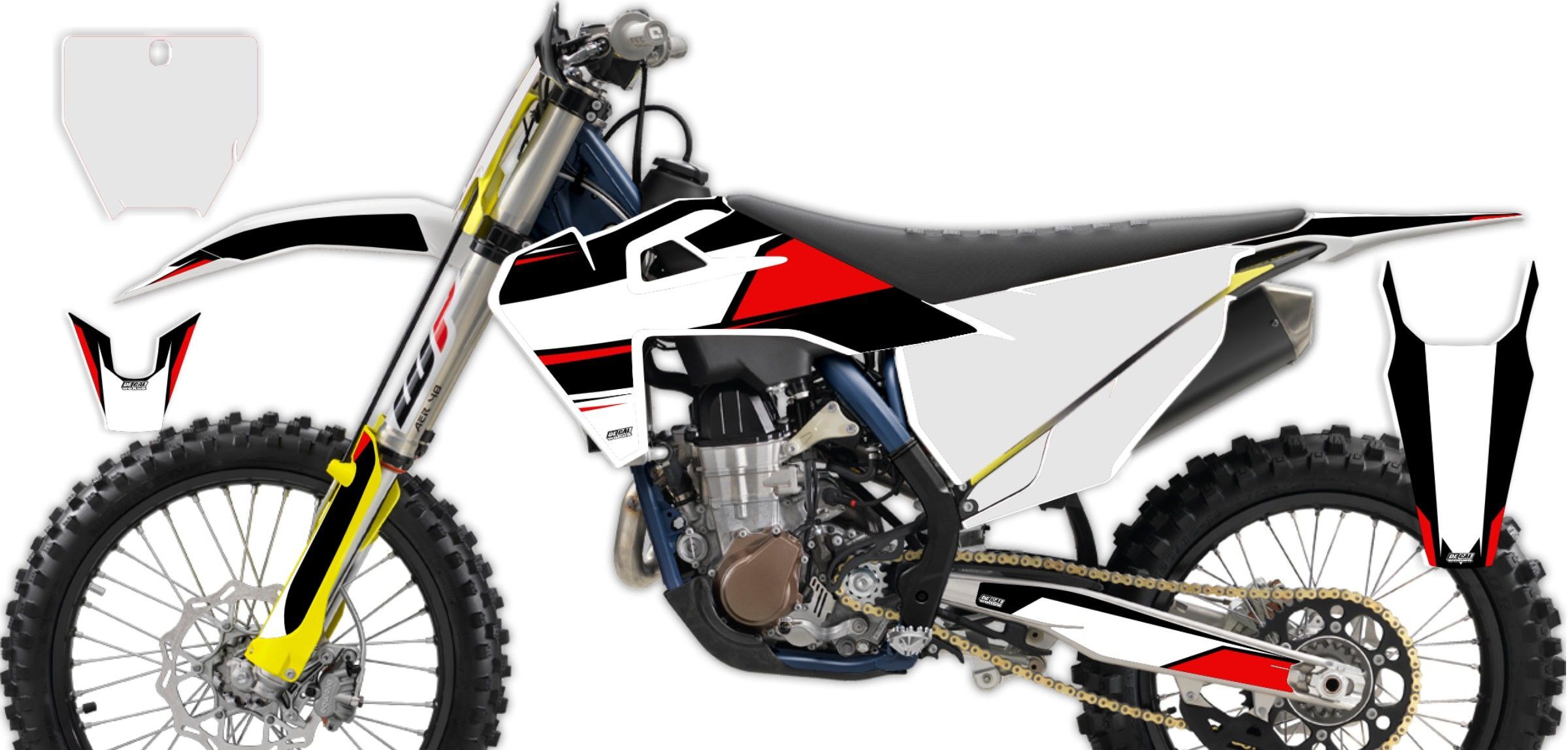 Husqvarna FC Black/White T-1 Semi Custom Complete Graphics Kit