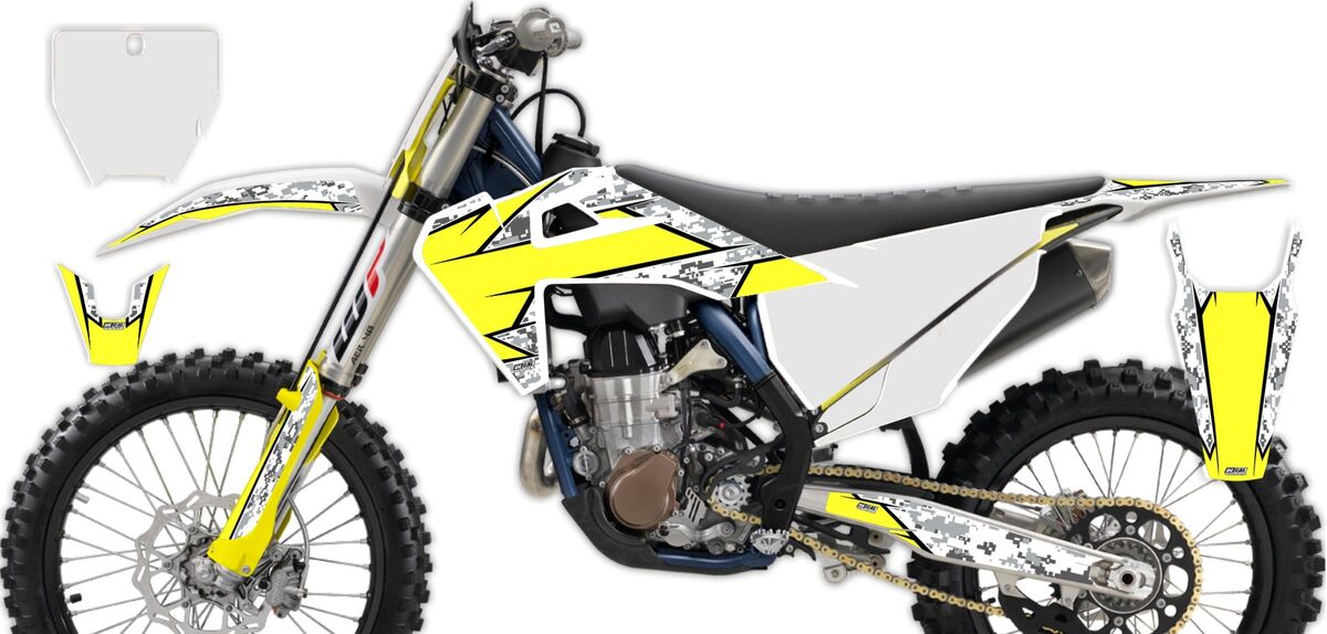 Husqvarna FC White/Yellow Digital Camo Number Plate Graphics Kit