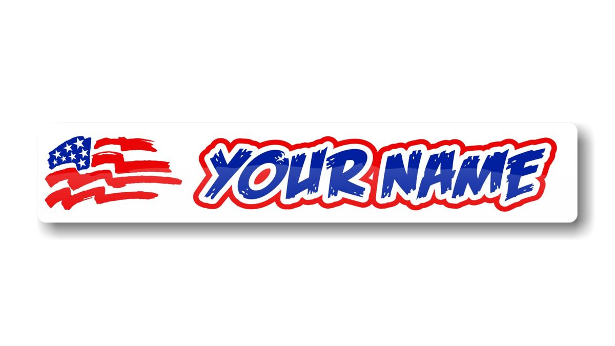 White USA Straight Name Flag DeCal