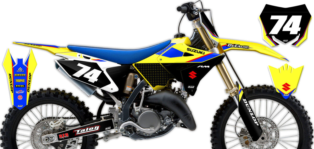 Suzuki RM125 Yellow/Black OEM Number Plate Graphics Kit