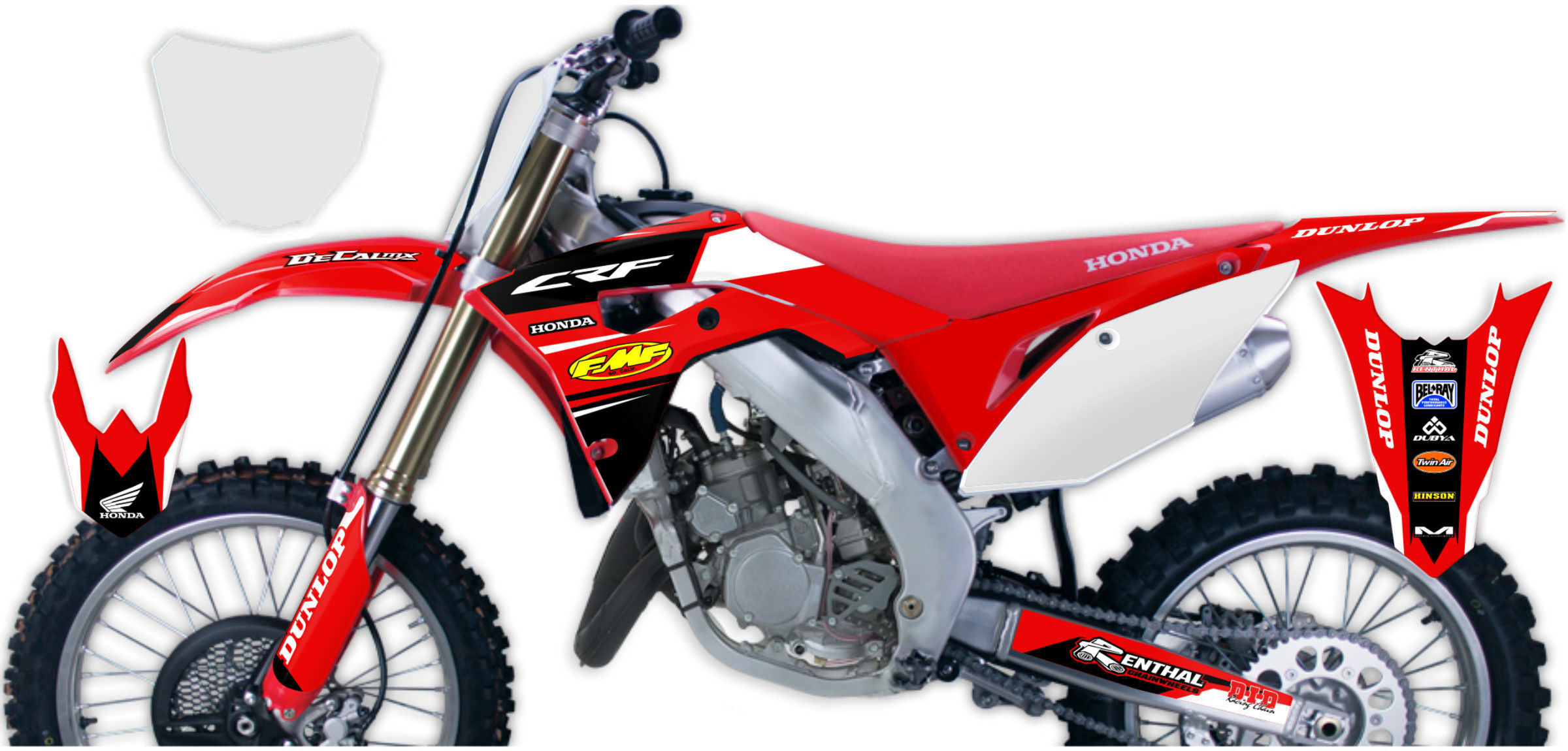 Honda CR125 Red/Black T-1 Number Plate Graphics Kit with Airbox