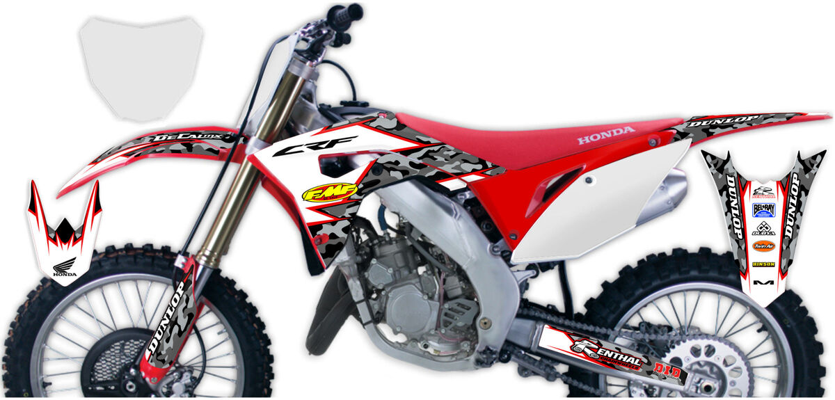 Honda CR125 Black/White Traditional Camo Ready Made Complete Graphics Kit