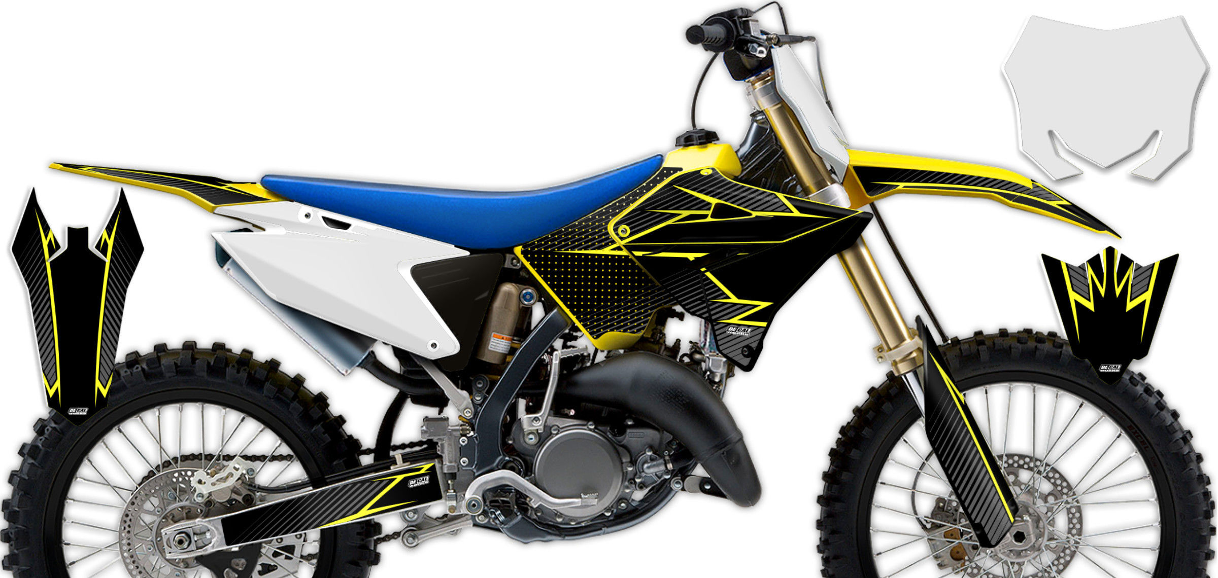 Suzuki RM125 Black/Yellow T-11 Number Plate Graphics Kit