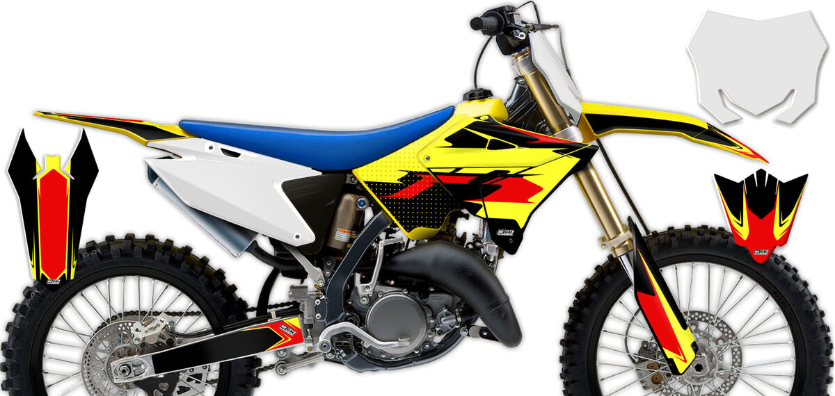 Suzuki RM125 Black/Yellow T-4 Semi Custom Complete Graphics Kit
