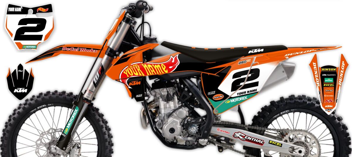 KTM SXF Orange/Black Webb Retro Ready Made Complete Graphics Kit