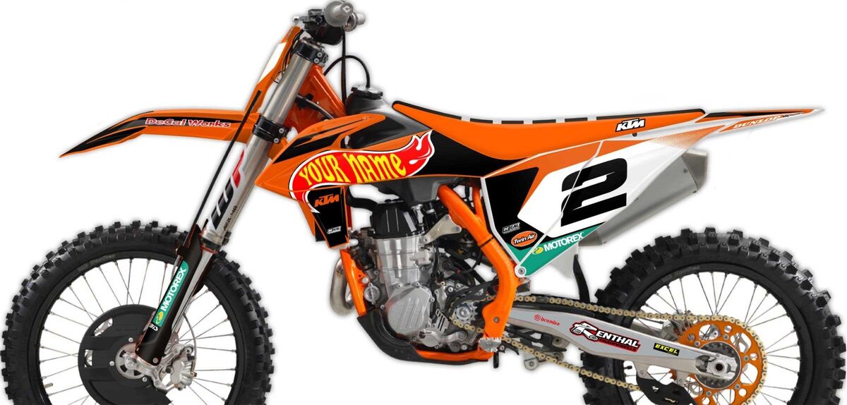 KTM SXF Orange/Black Webb Retro Semi Custom Full Graphics Kit