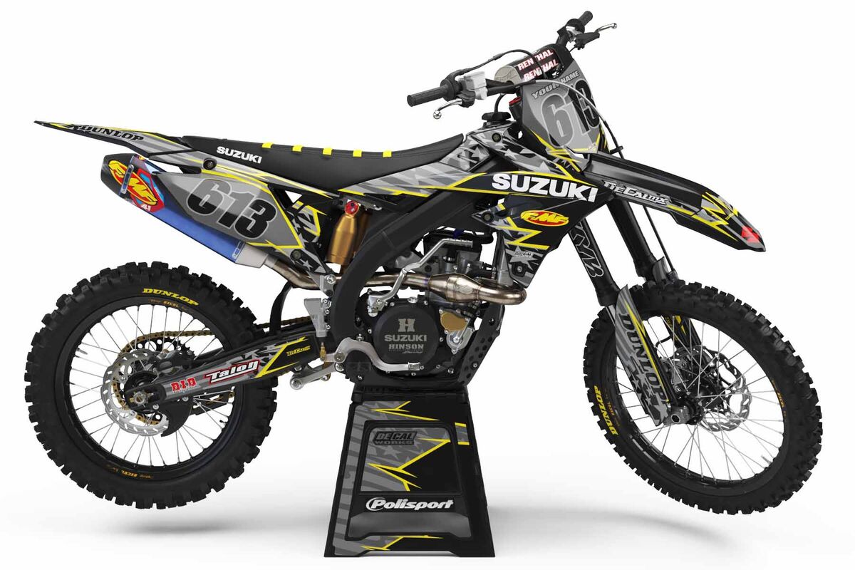 Suzuki RM125 White/Yellow Stars And Stripes Ready Made Full Graphics Kit