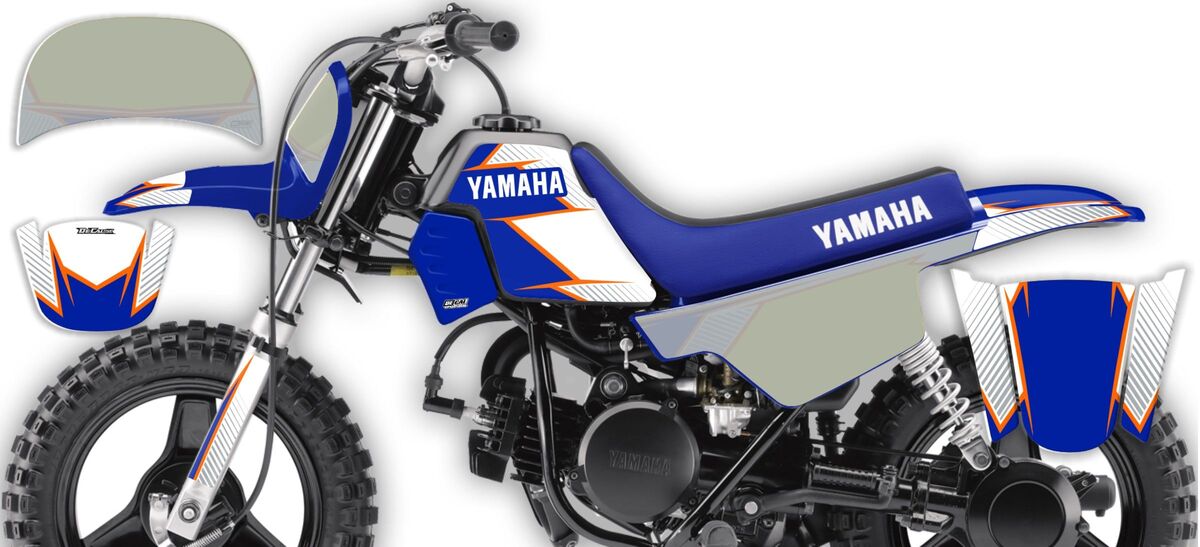 Yamaha PW White/Blue T-11 Semi Custom Complete Graphics Kit