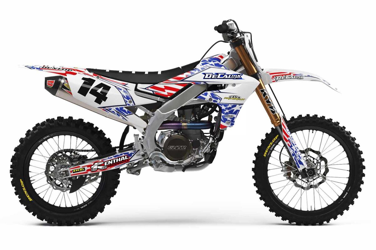 Yamaha YZ250F White/Red Stars And Stripes Number Plate Graphics Kit
