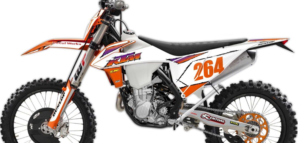KTM EXCF White/Orange Sipes Retro Semi Custom Complete Graphics Kit