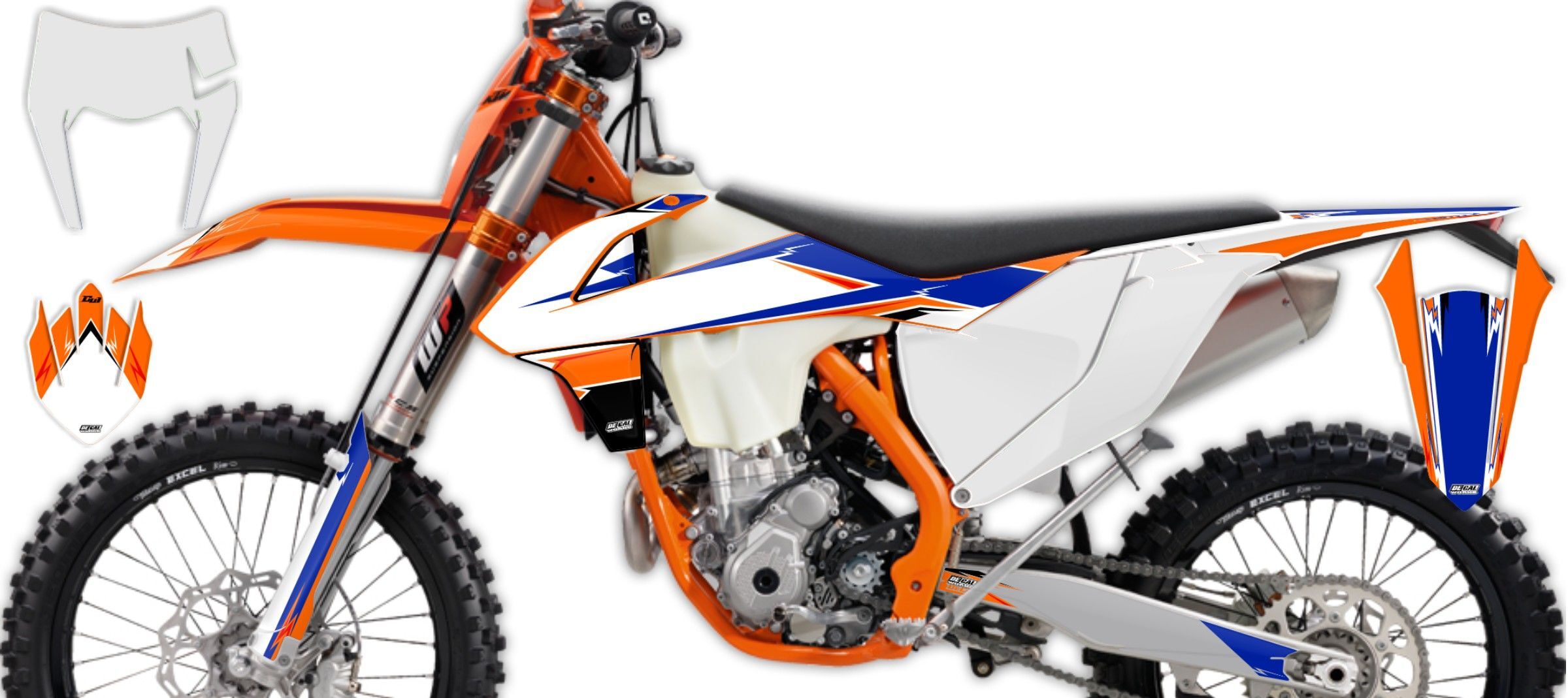 KTM EXCF White/Blue T-15 Semi Custom Full Graphics Kit