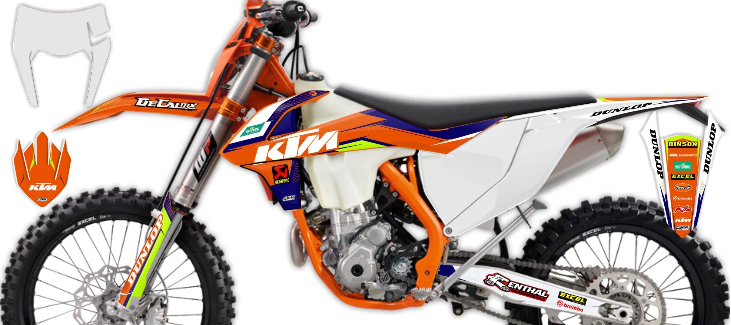 KTM EXCF Navy/Orange T-16 Number Plate Graphics Kit