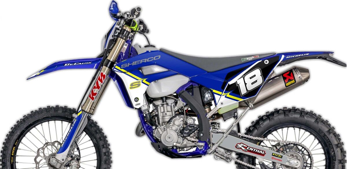Sherco SEF Blue/White T-18 Number Plate Graphics Kit