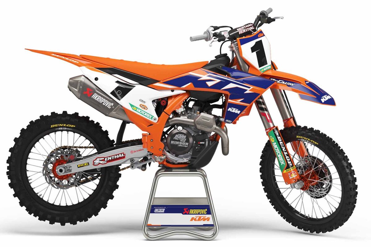 KTM SXF Blue/Orange Factory 2022 Number Plate Graphics Kit