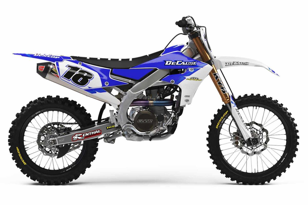 Yamaha YZ125 Blue/White T-18 Ready Made Complete Graphics Kit
