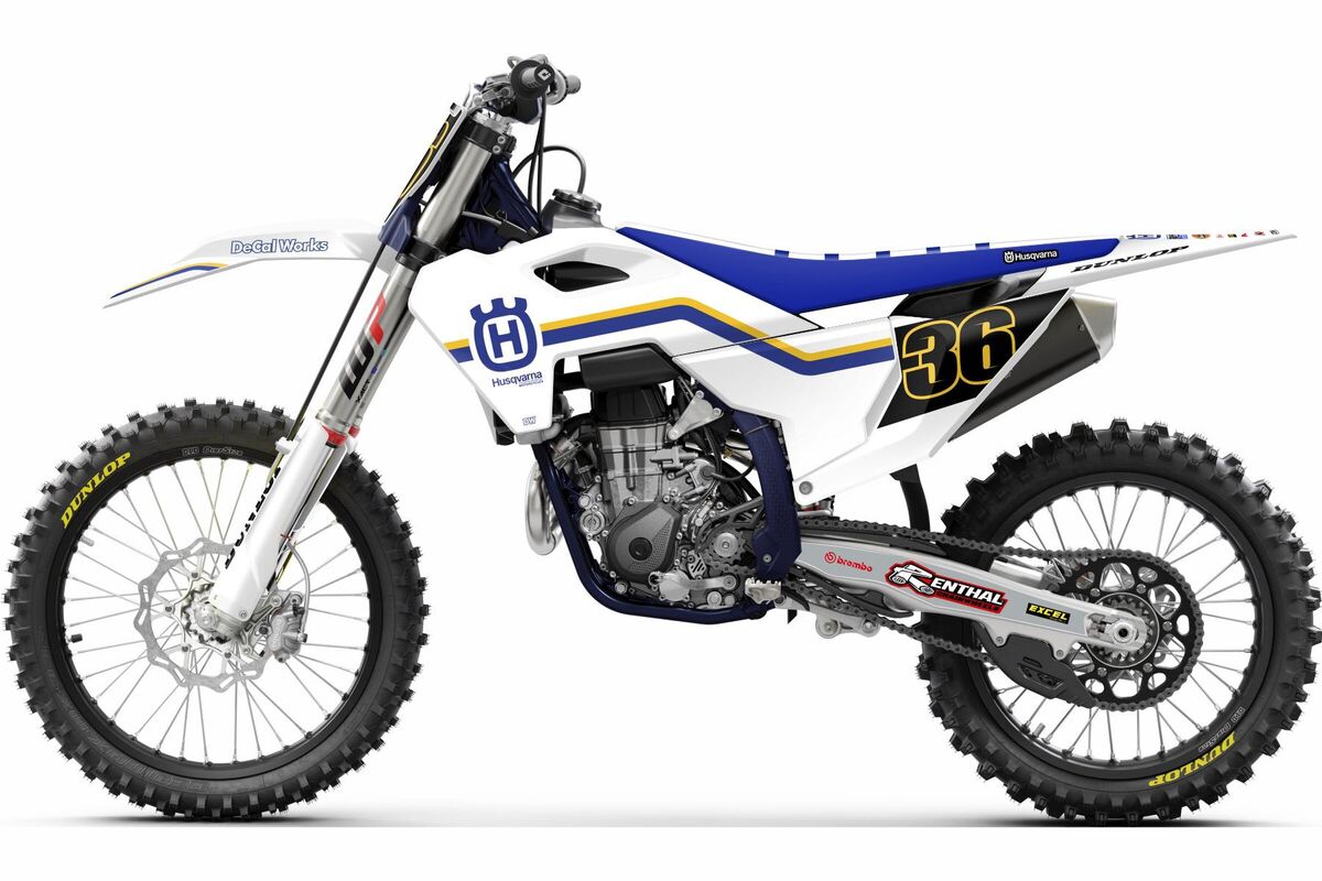 Husqvarna TC White/Blue Heritage Number Plate Graphics Kit
