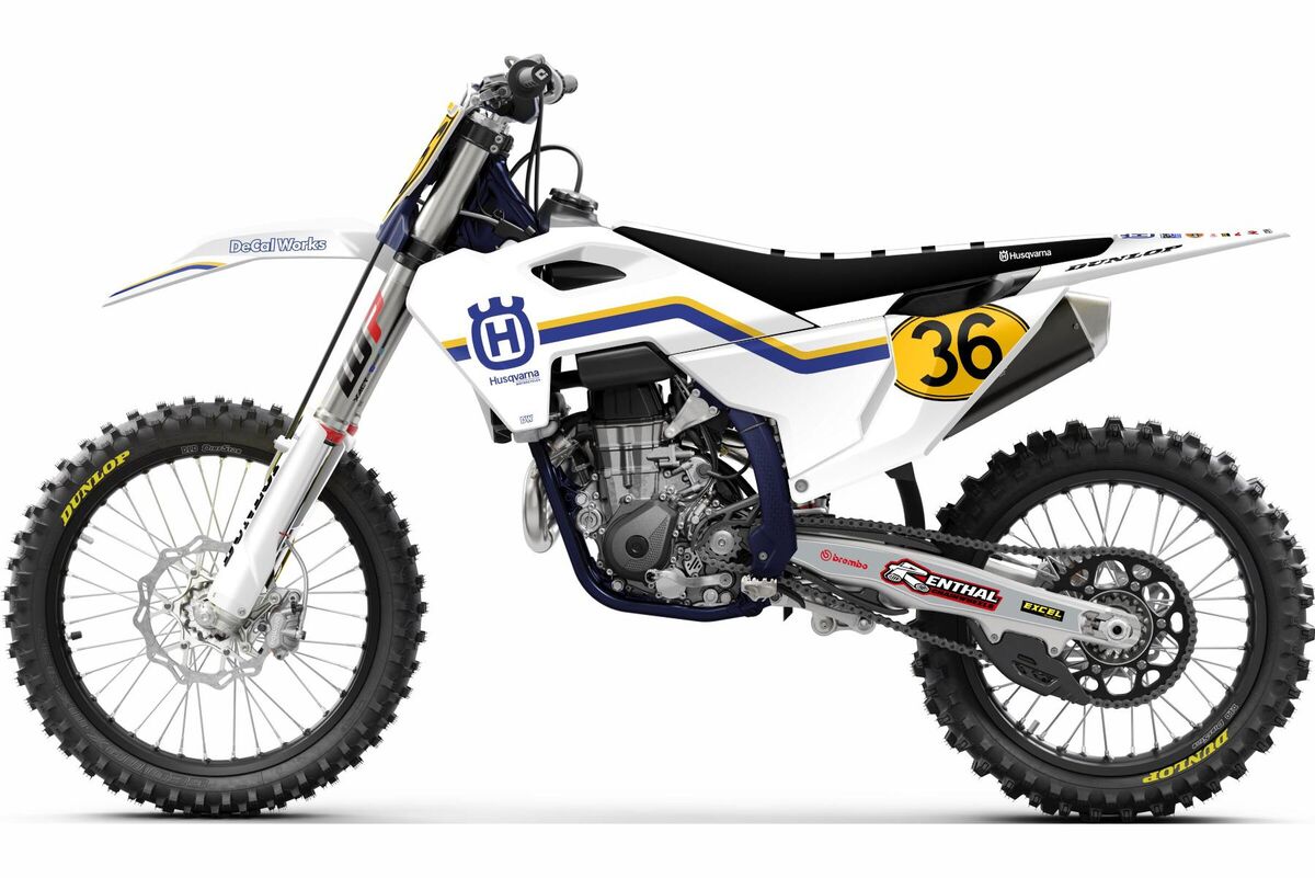 Husqvarna FC White/Blue Heritage Vintage Number Plate Graphics Kit