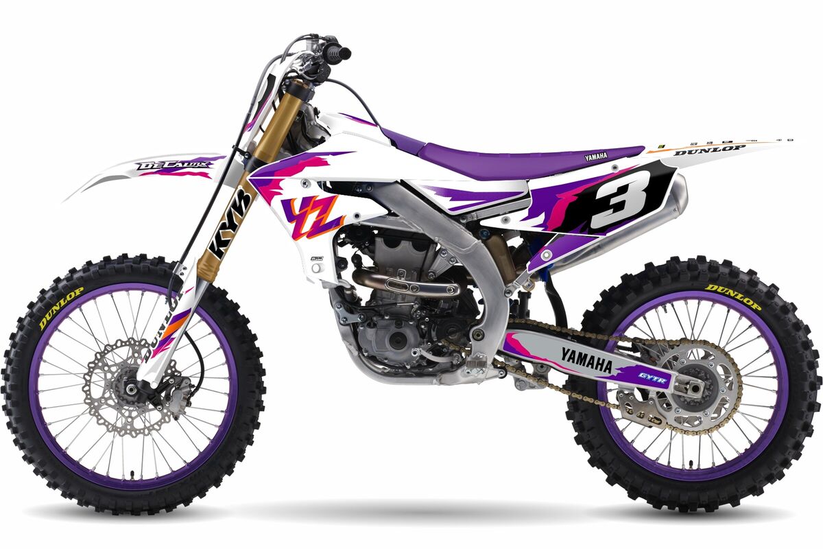 Yamaha YZ250F White/Purple 50th Retro Semi Custom Rad Graphics Kit