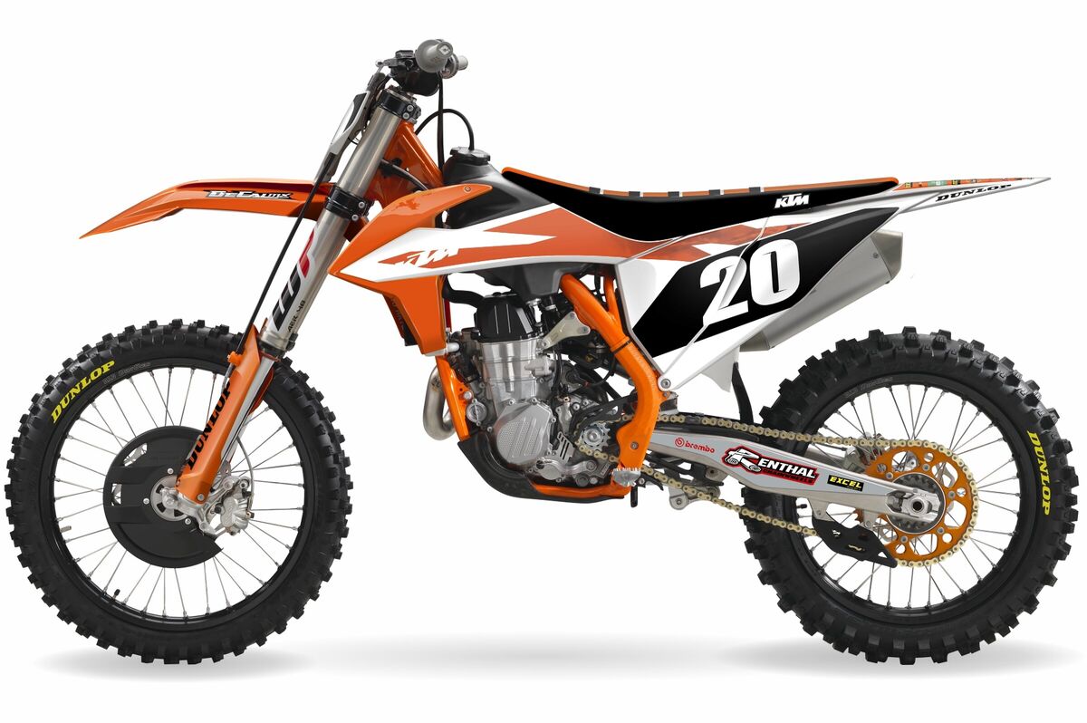 KTM SXF Orange/White OEM Series 20 Number Plate Graphics Kit