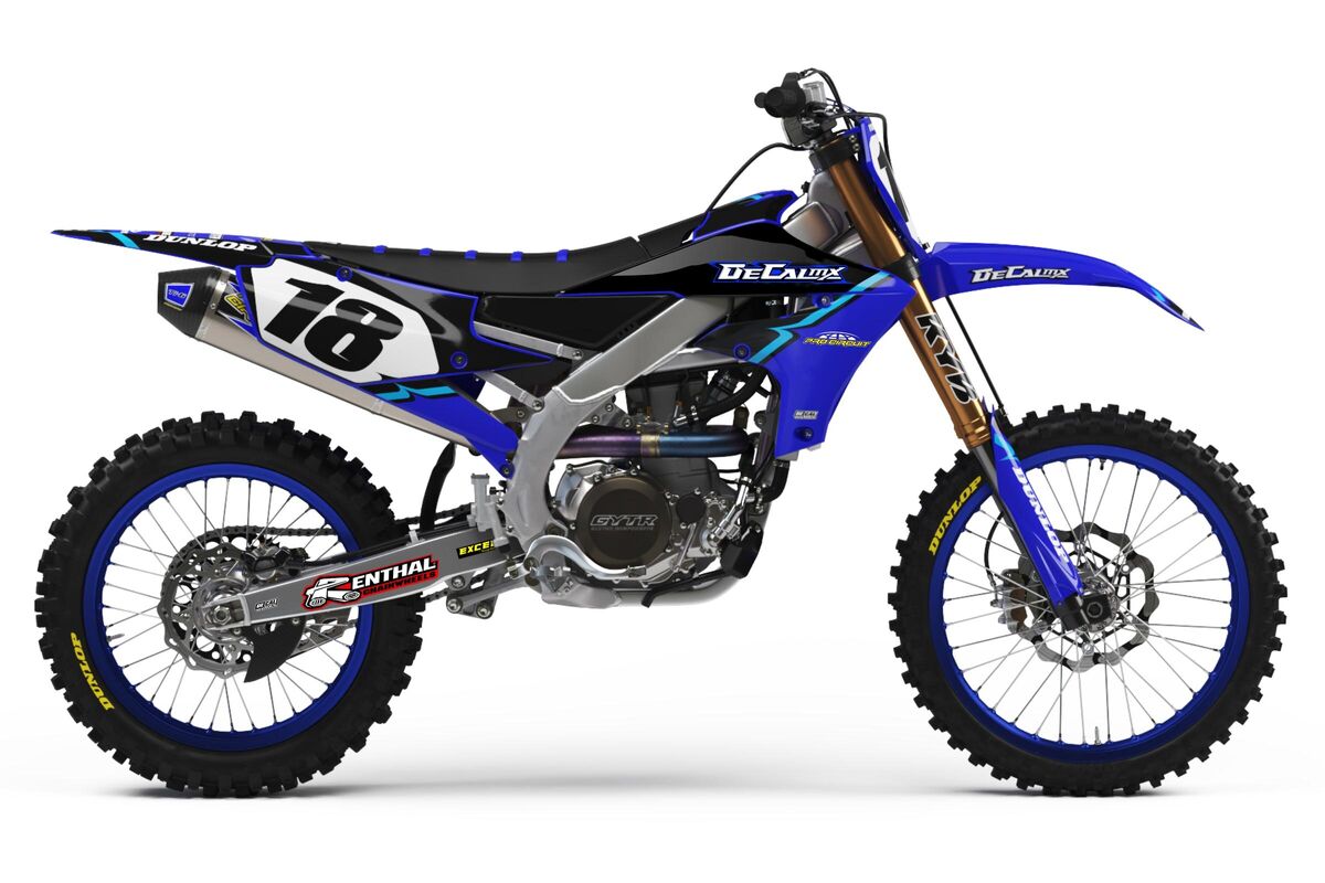 Yamaha YZ250 Blue/Black T-18 Semi Custom Complete Graphics Kit