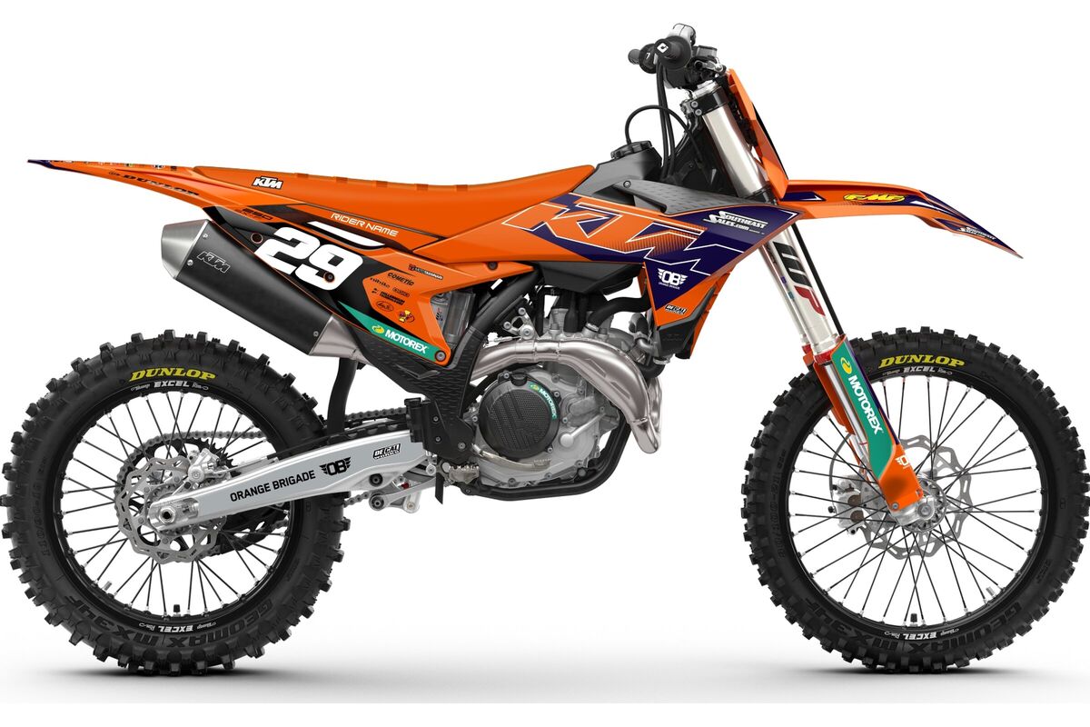 KTM SXF Orange Brigade Number Plate Graphics Kit