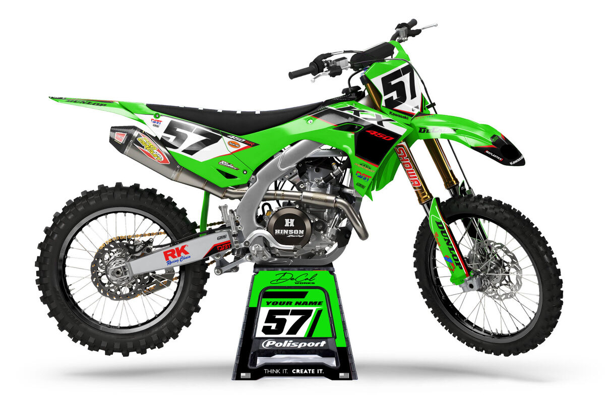 Kawasaki KX250F Green/Black DBT Design Ready Made Complete Graphics Kit