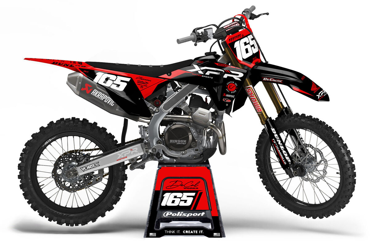 Honda CRF450 Red/Grey Two-Tone Design Semi Custom Complete Graphics Kit