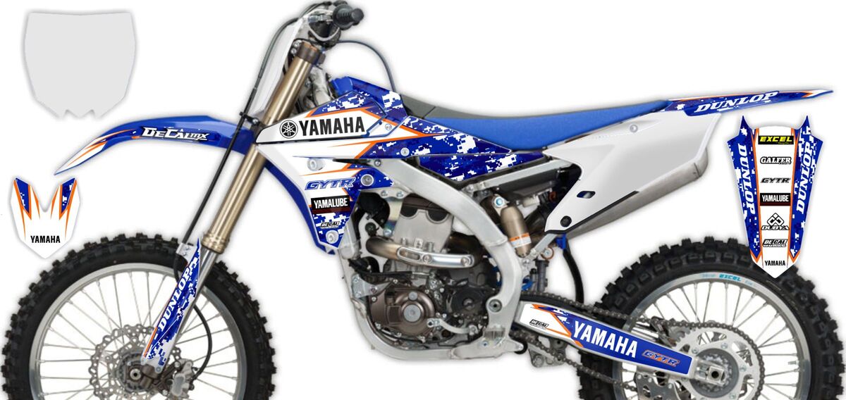 Yamaha YZ450F Blue/White Digital Camo Number Plate Graphics Kit