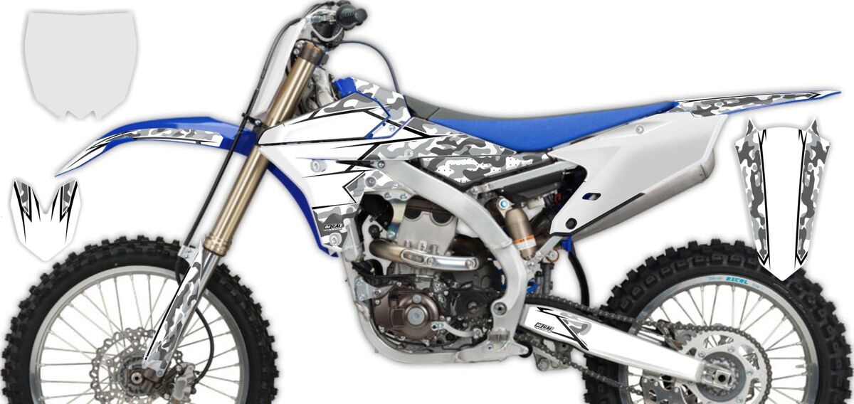 Yamaha YZ450F White/Black Traditional Camo Semi Custom Rad Graphics Kit