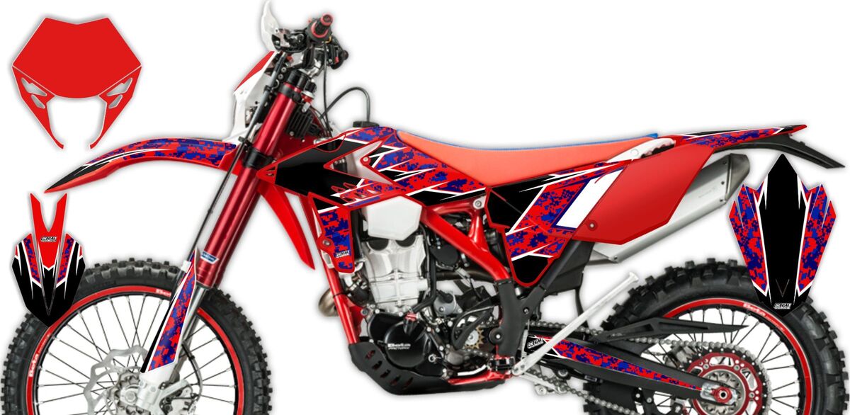 Beta RR Red/Black Digital Camo Number Plate Graphics Kit