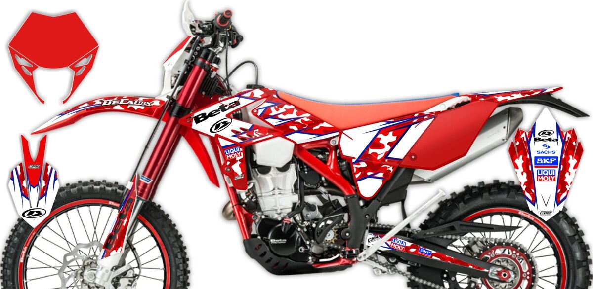 Beta RR Red/White Traditional Camo Number Plate Graphics Kit