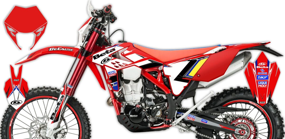 Beta RR White/Red T-15 Number Plate Graphics Kit