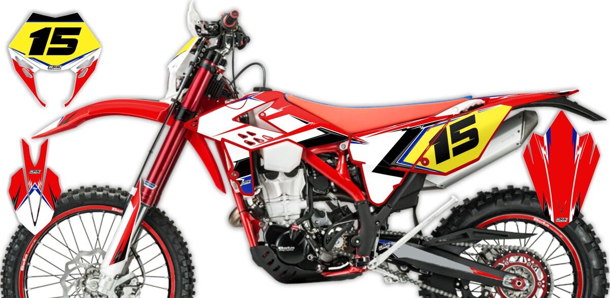 Beta RR White/Red T-15 Number Plate Graphics Kit