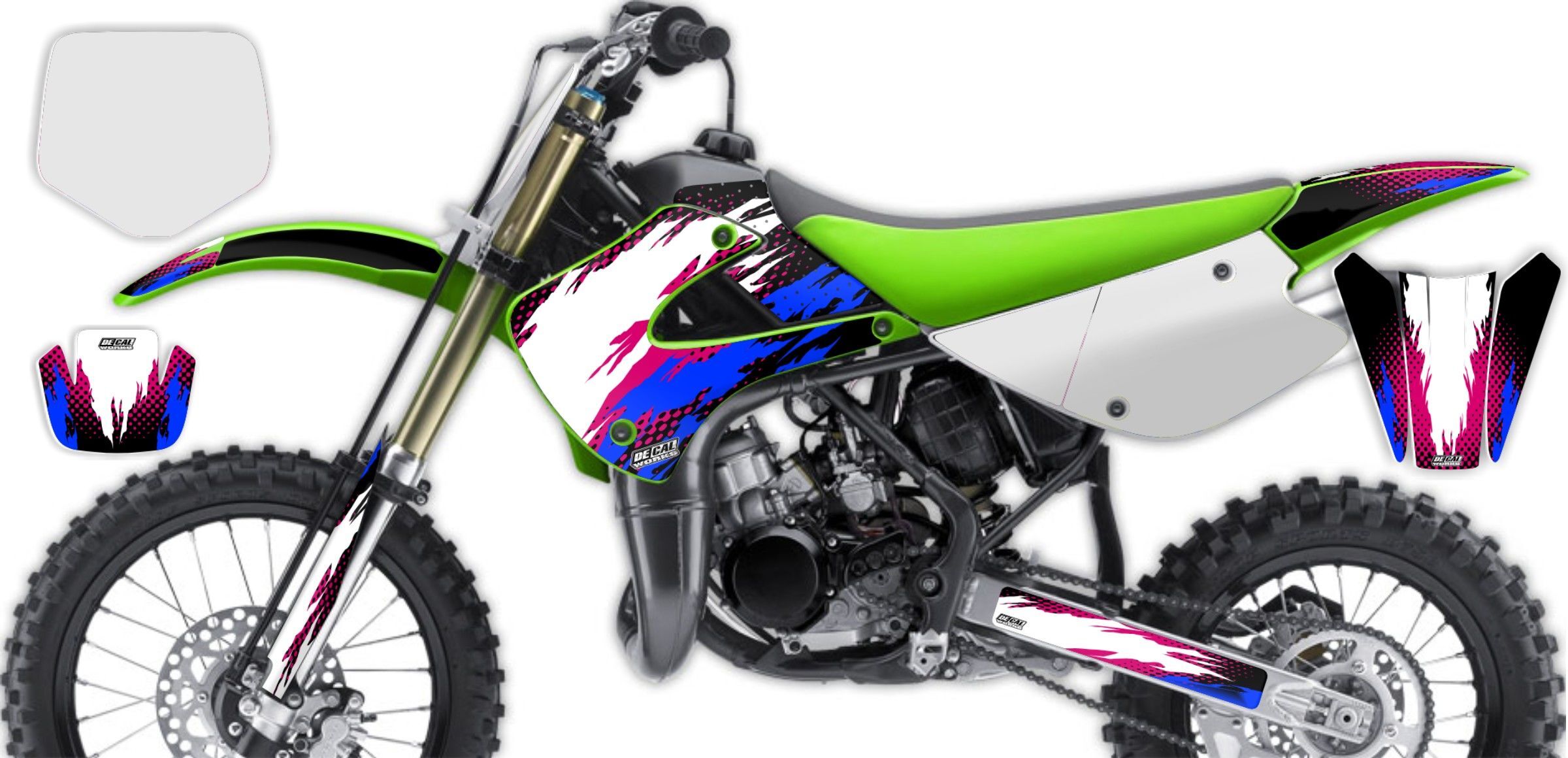 Kawasaki KX85 Black/Pink T-8 Semi Custom Full Graphics Kit