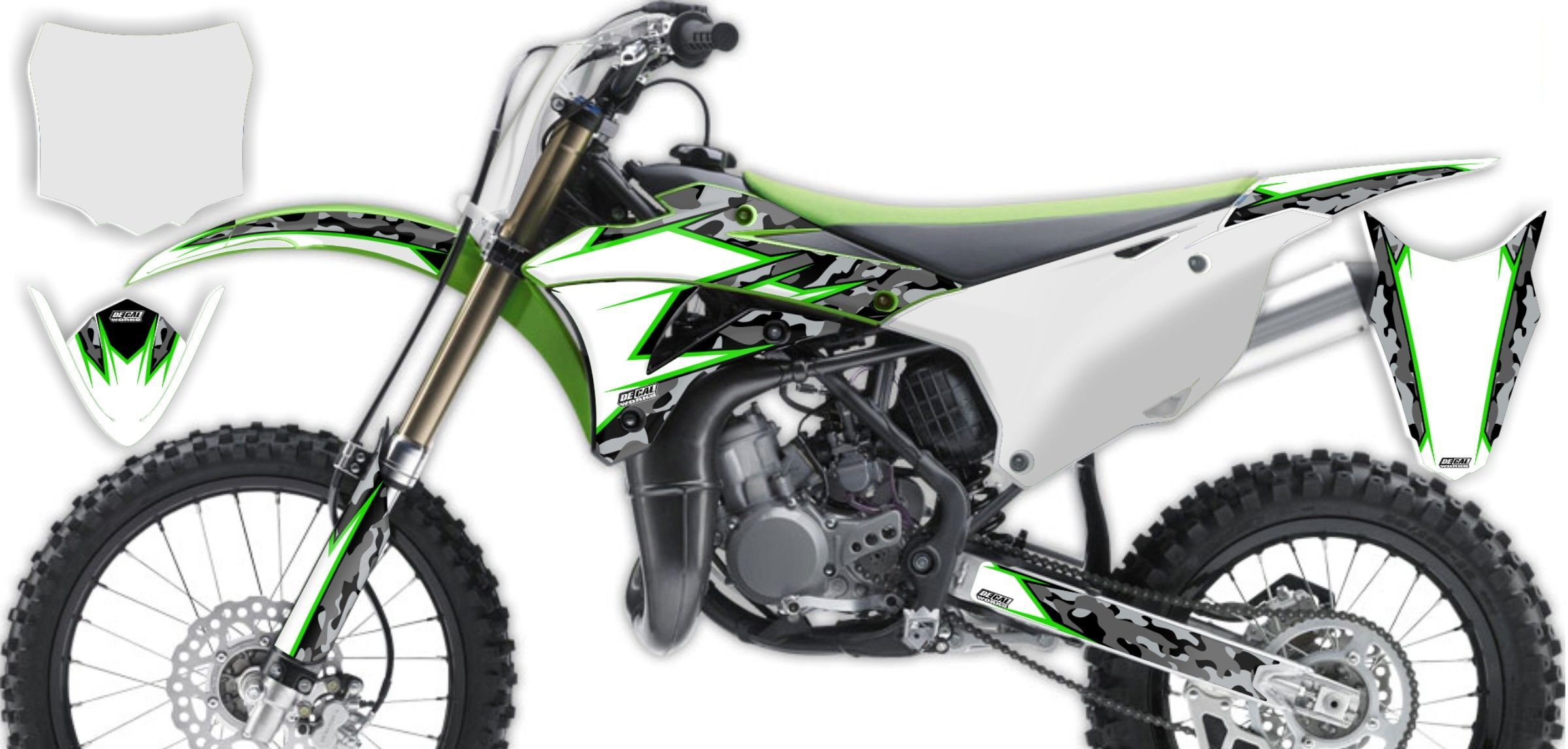 Kawasaki KX85 Black/White Traditional Camo Semi Custom Full Graphics Kit